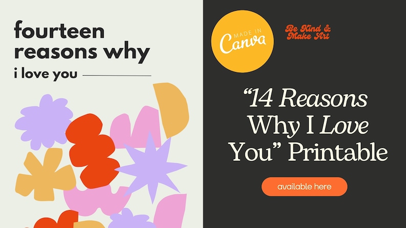 Editable "14 Reasons Why I Love You" Canva Template | Parent to Child ...