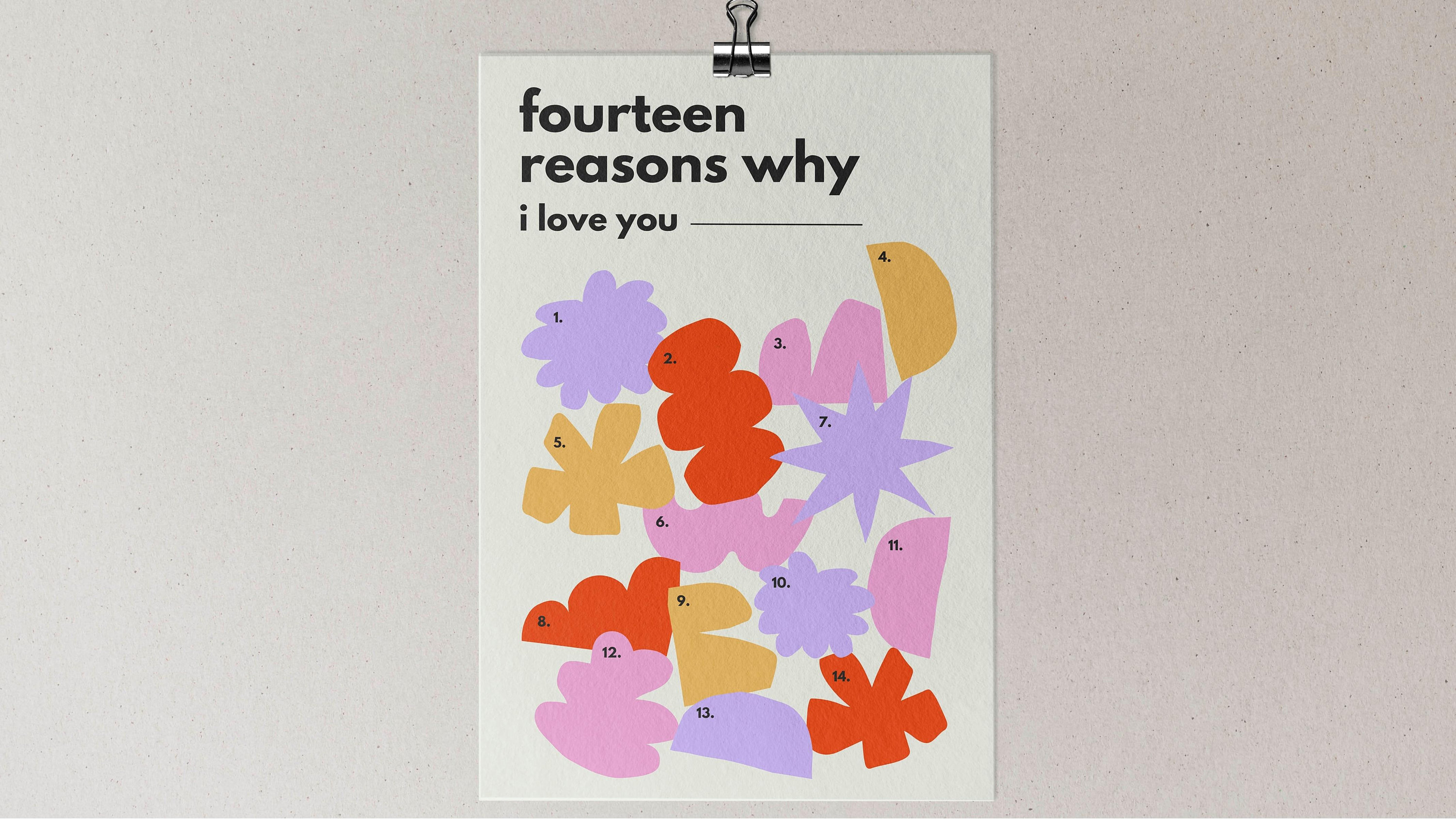 Editable 14 Reasons Why I Love You Canva Template - Etsy