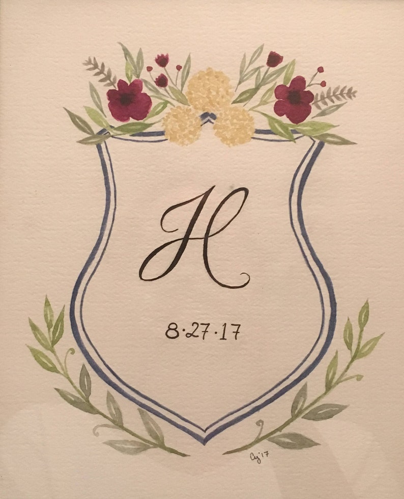 Custom Monogram Wedding Paintings // Hand Painted in Watercolor - Etsy