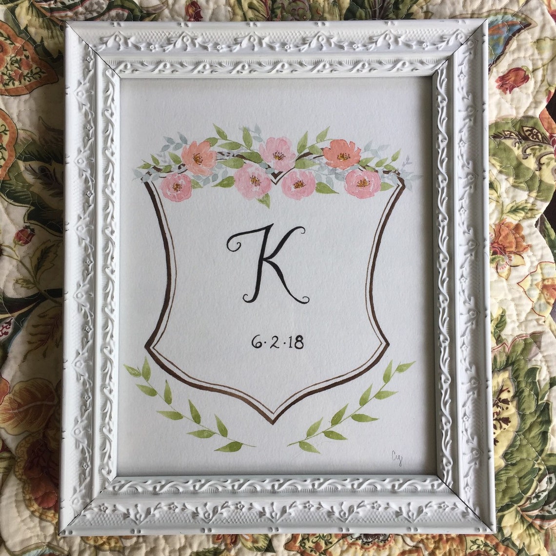 Custom Monogram Wedding Paintings // Hand Painted in Watercolor - Etsy