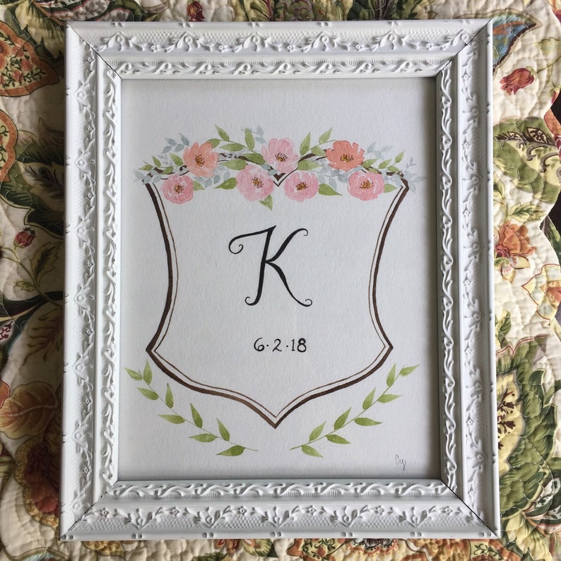 Custom Monogram Wedding Paintings // Hand Painted in Watercolor - Etsy