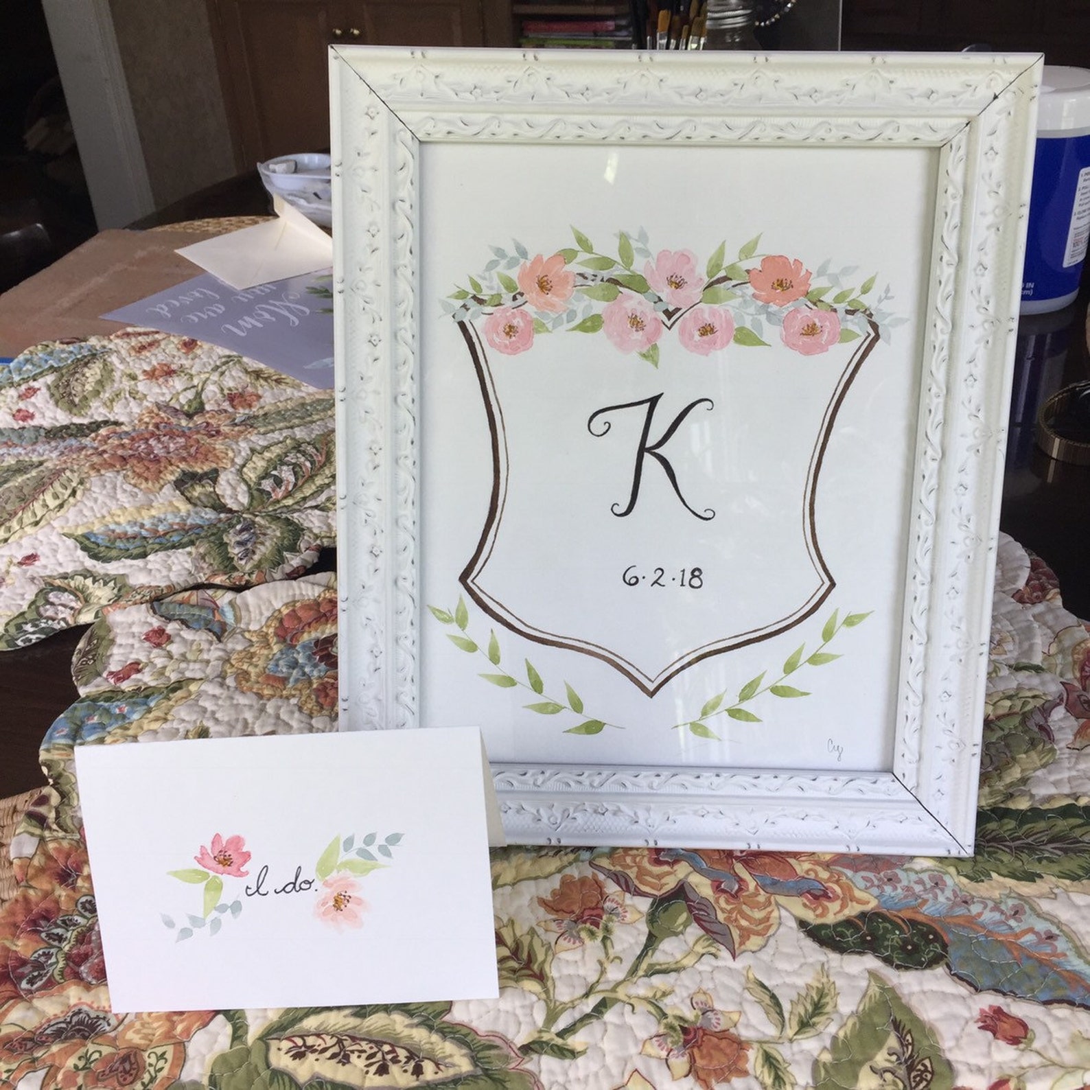 Custom Monogram Wedding Paintings // Hand Painted in Watercolor - Etsy