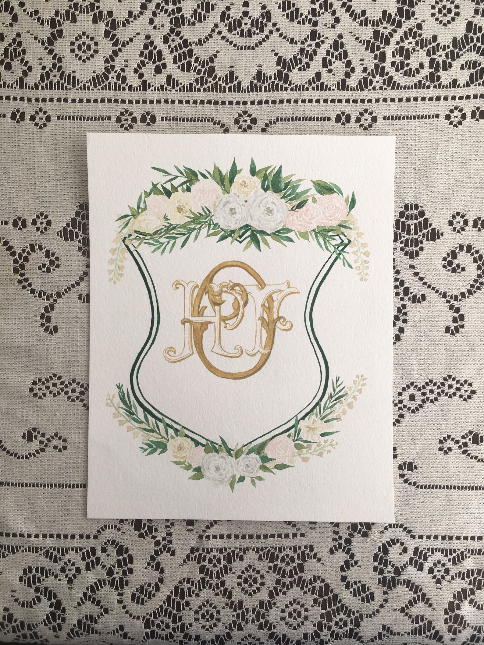 Custom Monogram Wedding Paintings // Hand Painted in Watercolor - Etsy