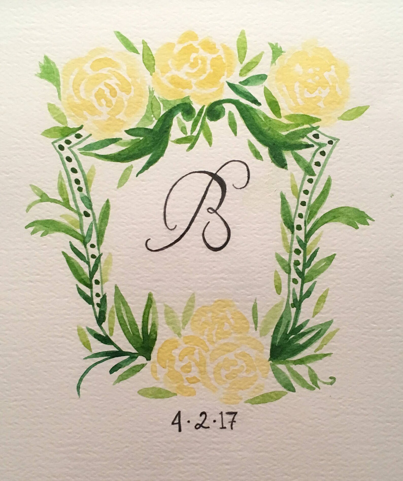 Custom Monogram Wedding Paintings // Hand Painted in Watercolor - Etsy