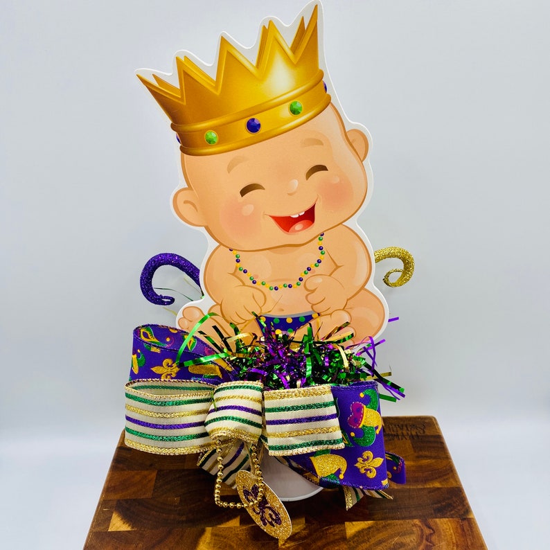 King Cake Baby, Mardi Gras Celebration Arrangement/centerpiece - Etsy