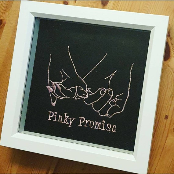 Pinky Promise Embroidered Frame Wall Art Handmade to Order - Etsy
