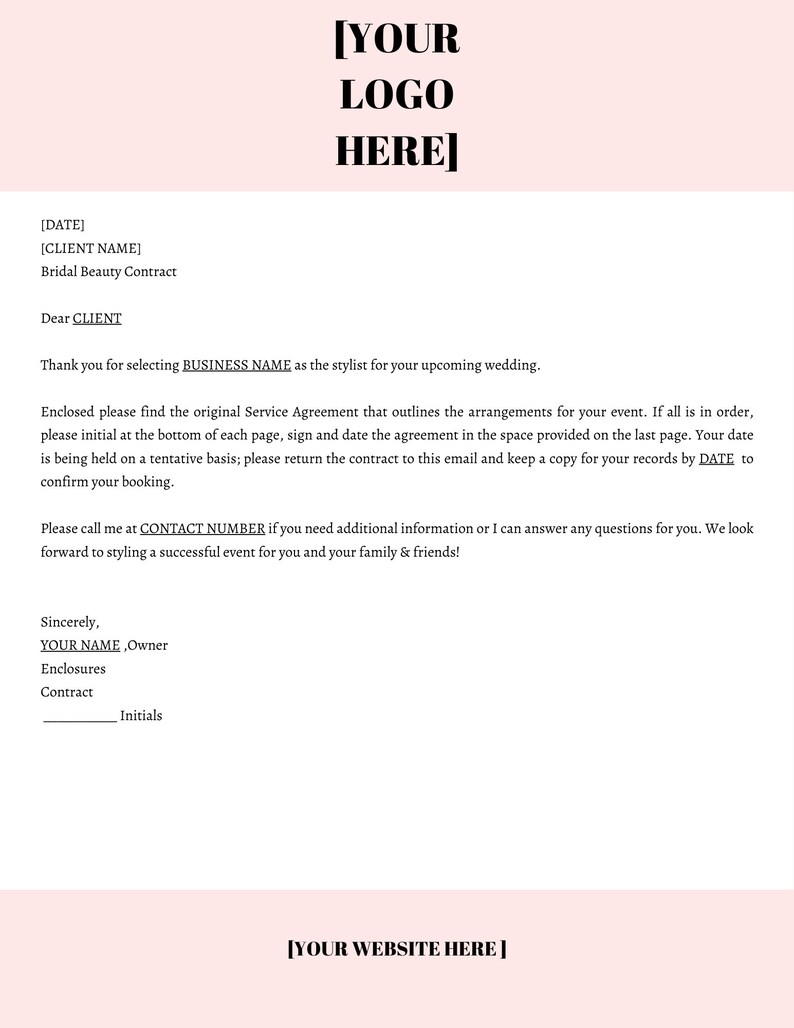 Editable Pink Makeup Artist Contract - Etsy
