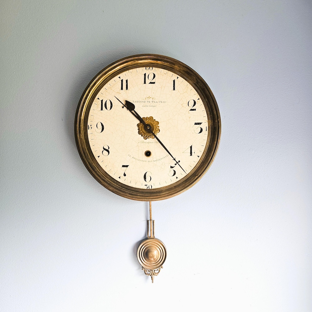 Vintage Timeworks 14" French Gallery Wall Clock, Pendulum Clock ...