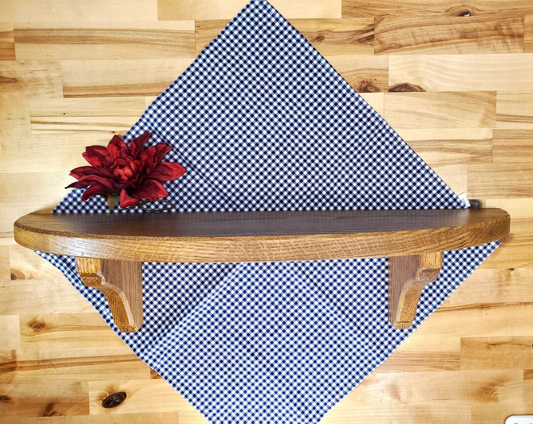 Vintage 24" Solid Oak Half Round Shelf, Handmade, Solid Oak, Decorative ...