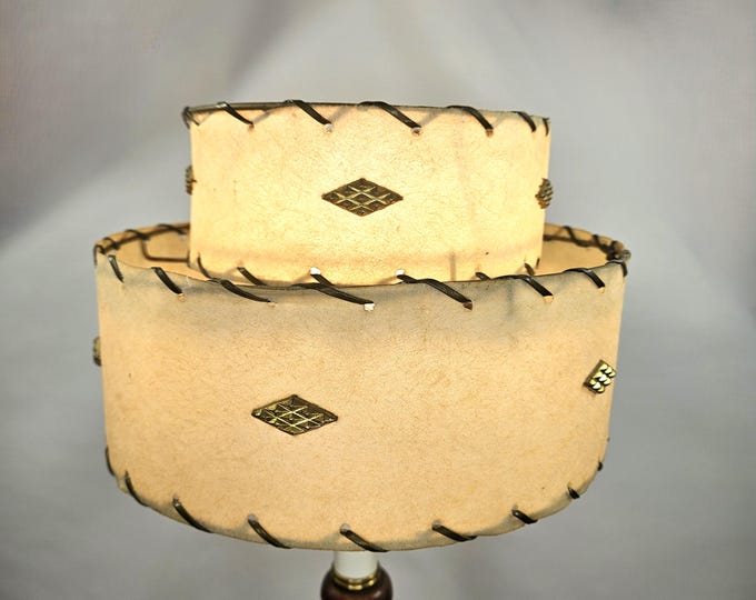 Vintage Mid-century Atomic 2-tier Beige Fiberglass Lamp Shade With ...