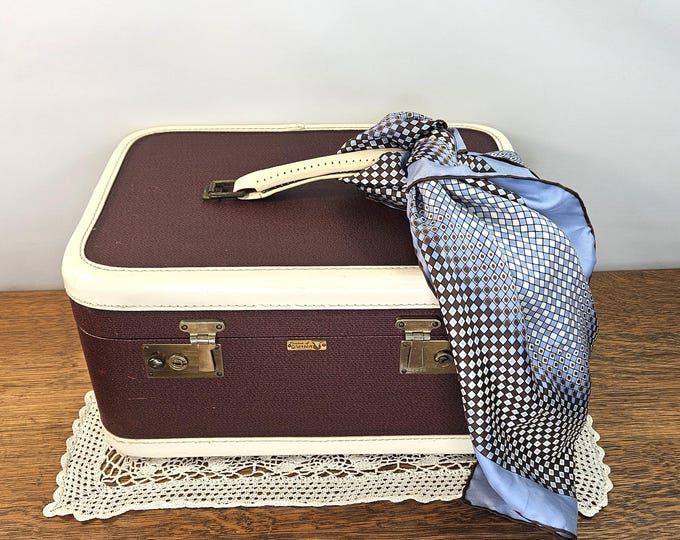 1940's Vintage Warren Burgundy Train Case, Luggage, Make-up Case, Small ...