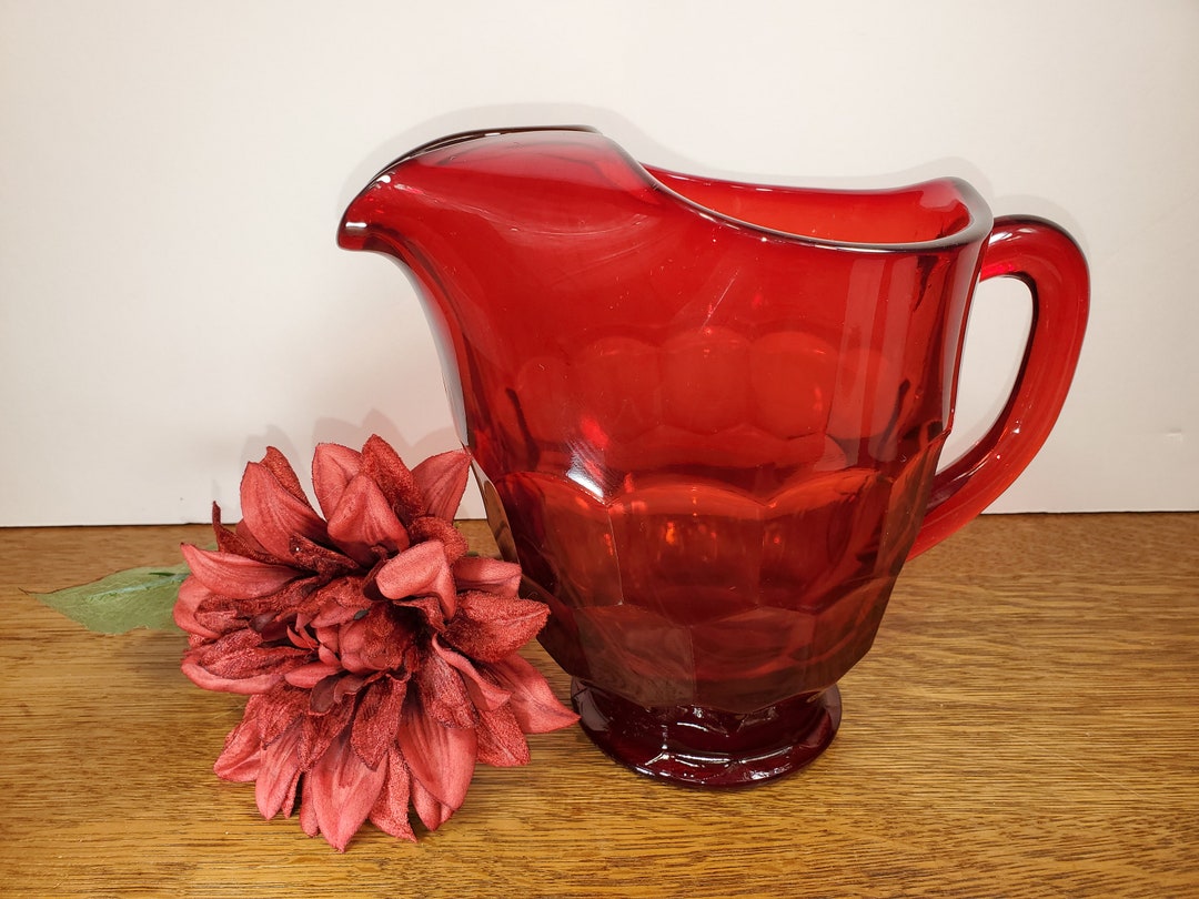 Vintage Viking Georgian Deep Red Glass Pitcher . 48 Oz Pitcher . Red ...