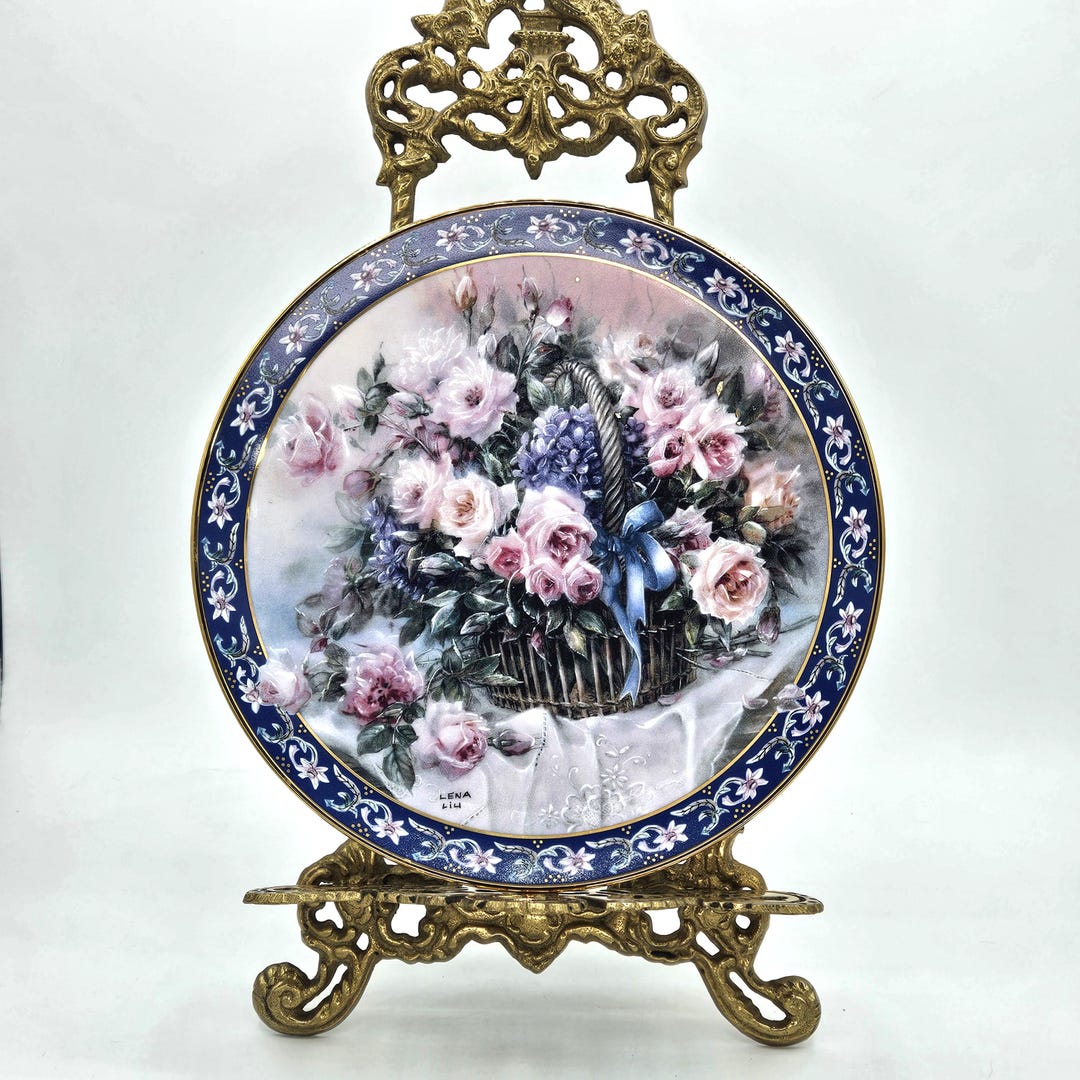 Vintage Lena Liu "roses" Collector Plate, Basket Bouquets Collection ...