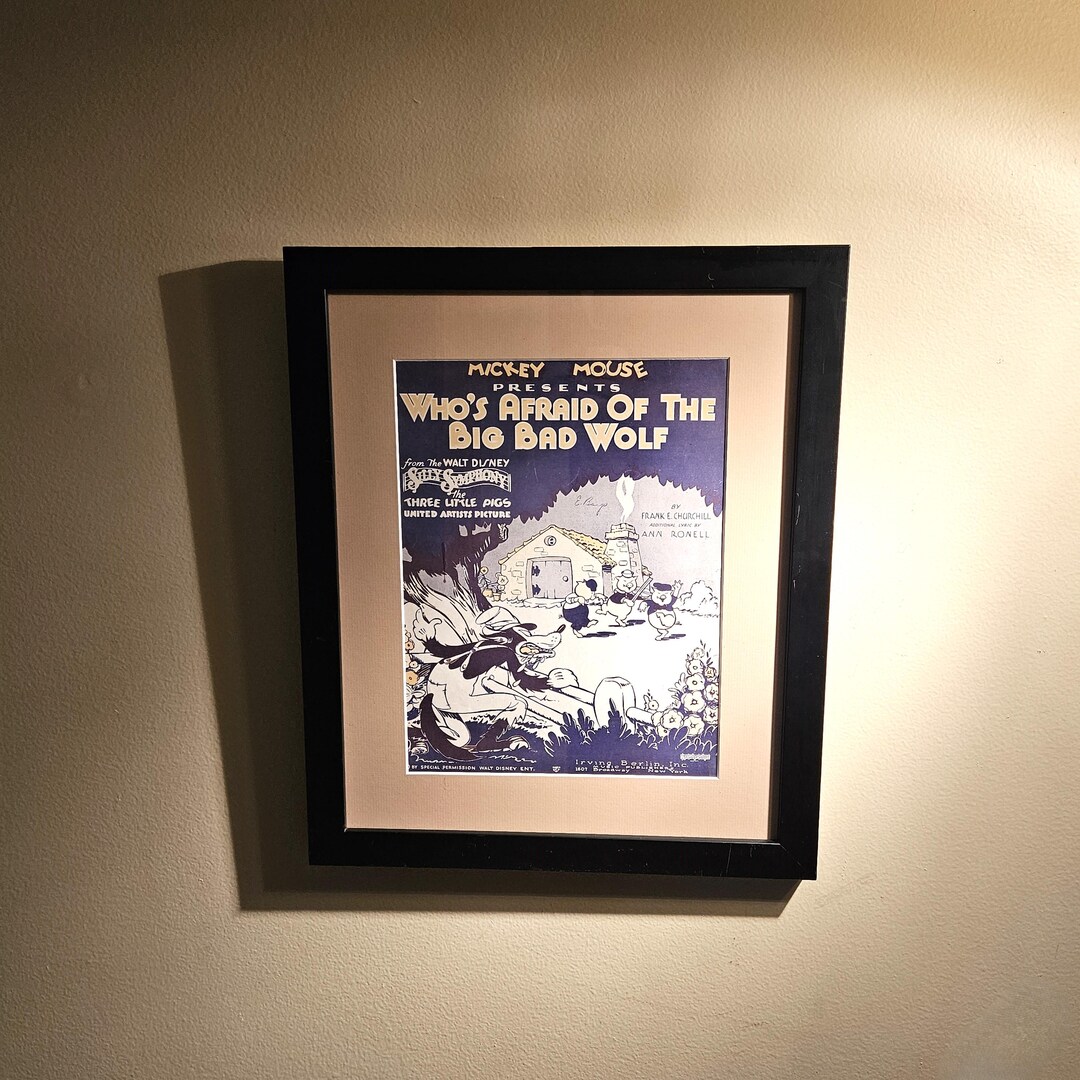 Vintage Walt Disney Mickey Mouse Framed Art, Mickey Mouse Silly ...