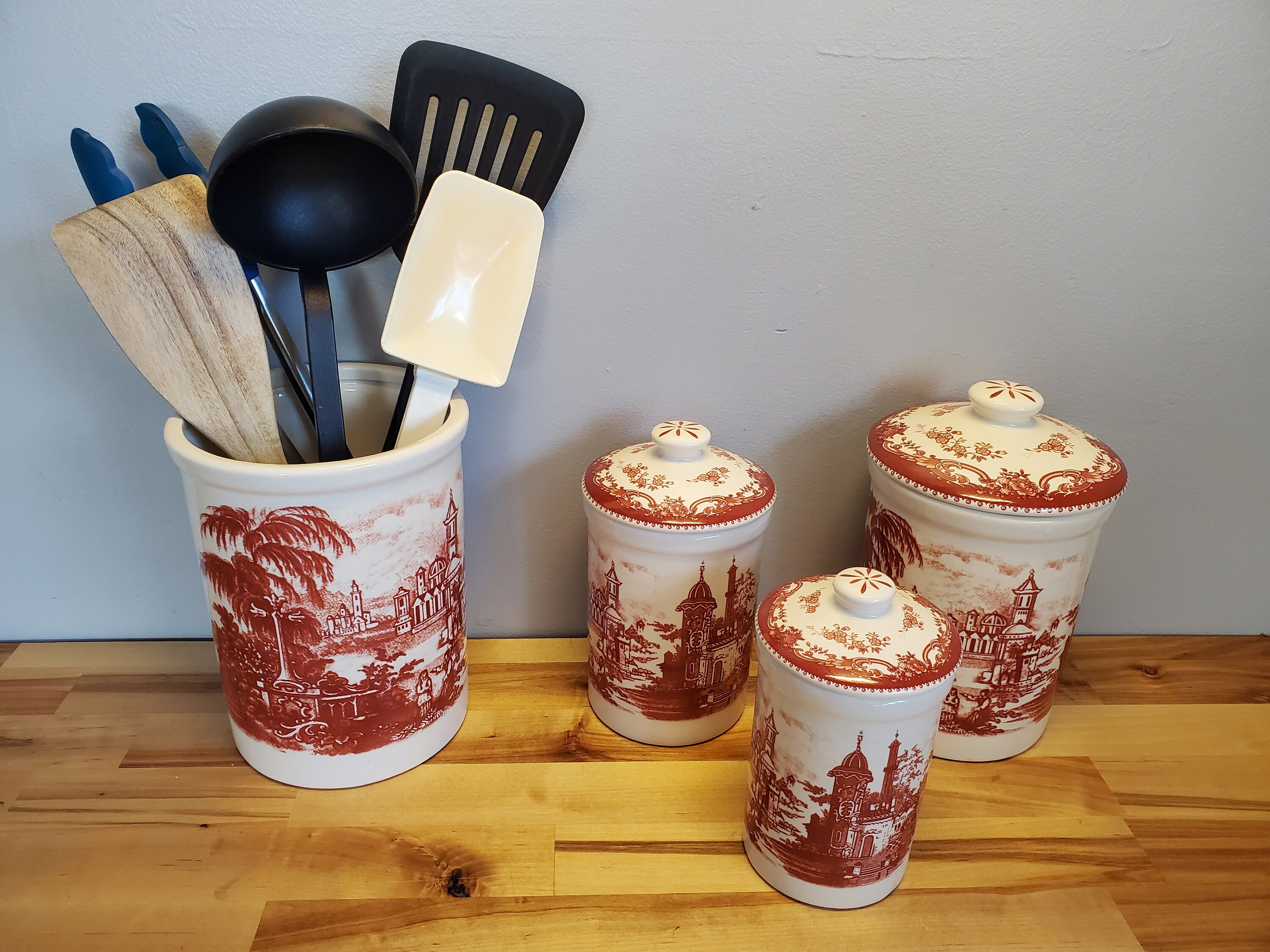 Red Ceramic Canister Set