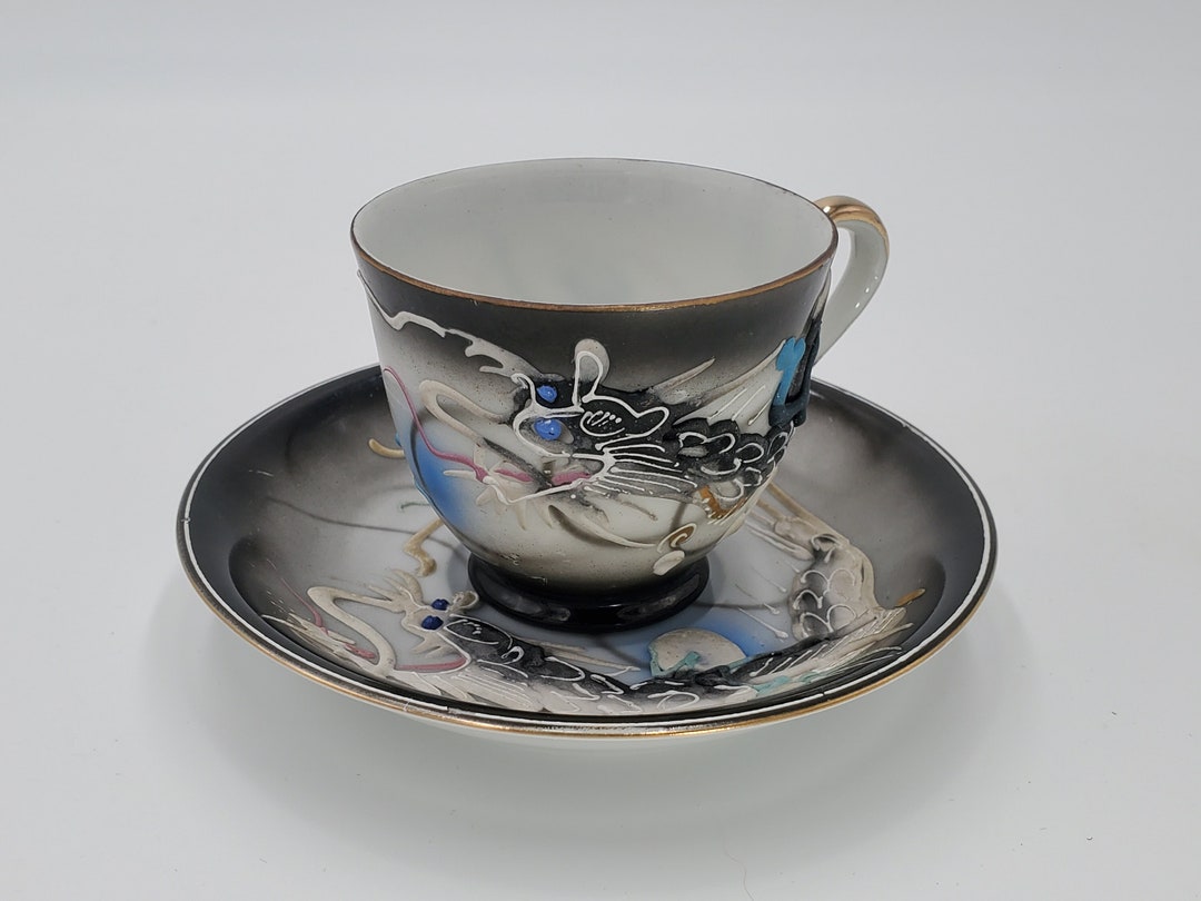 Vintage Demitasse Dragonware Moriage Geisha Lithopane Tea Cup & Saucer ...