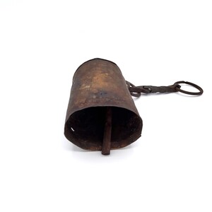 Antique 4" Primitive Handmade Metal Goat Cow Bell, Hanging W Chain ...