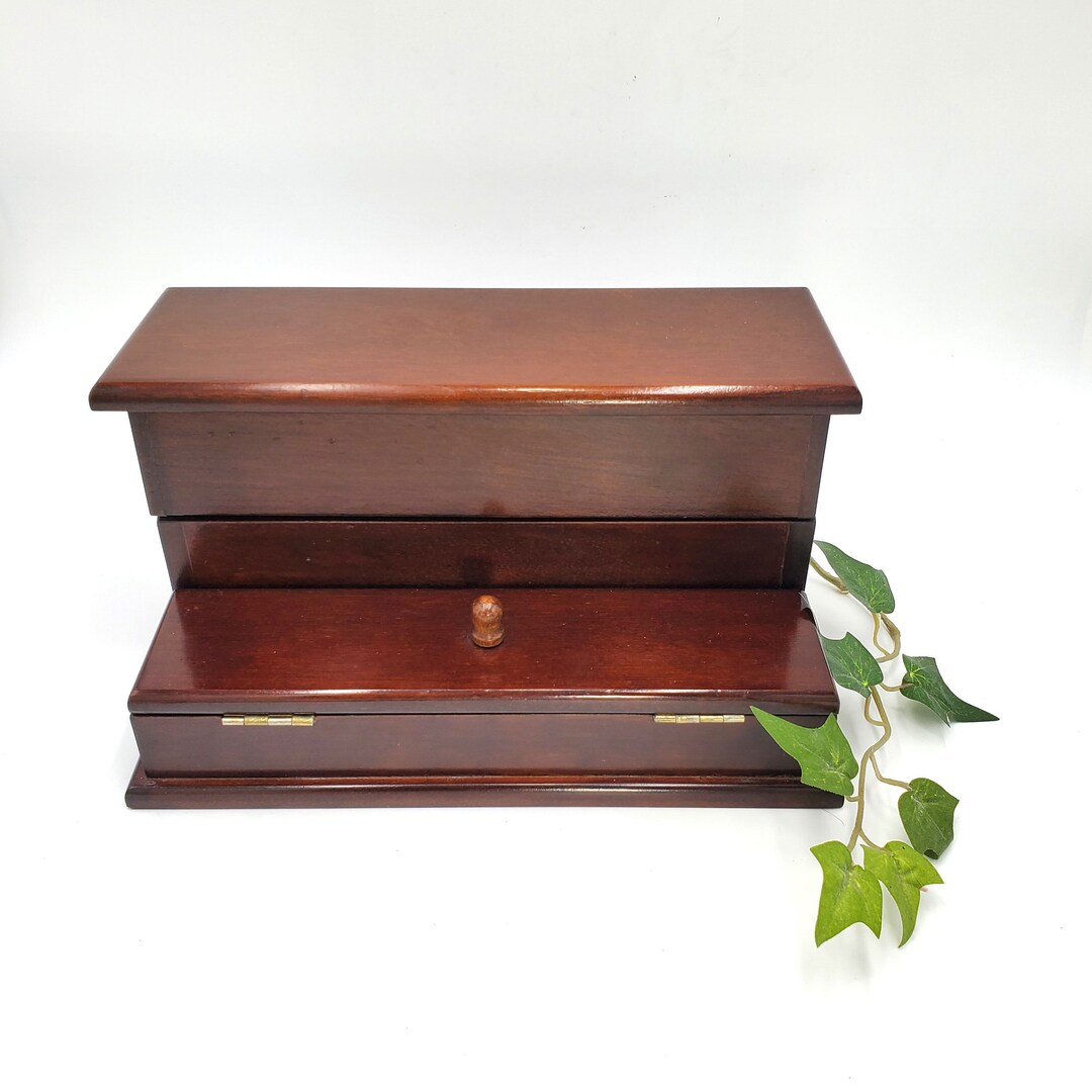 Vintage Bombay Company Stationary Box, Wood Storage Box, Desk Organizer ...