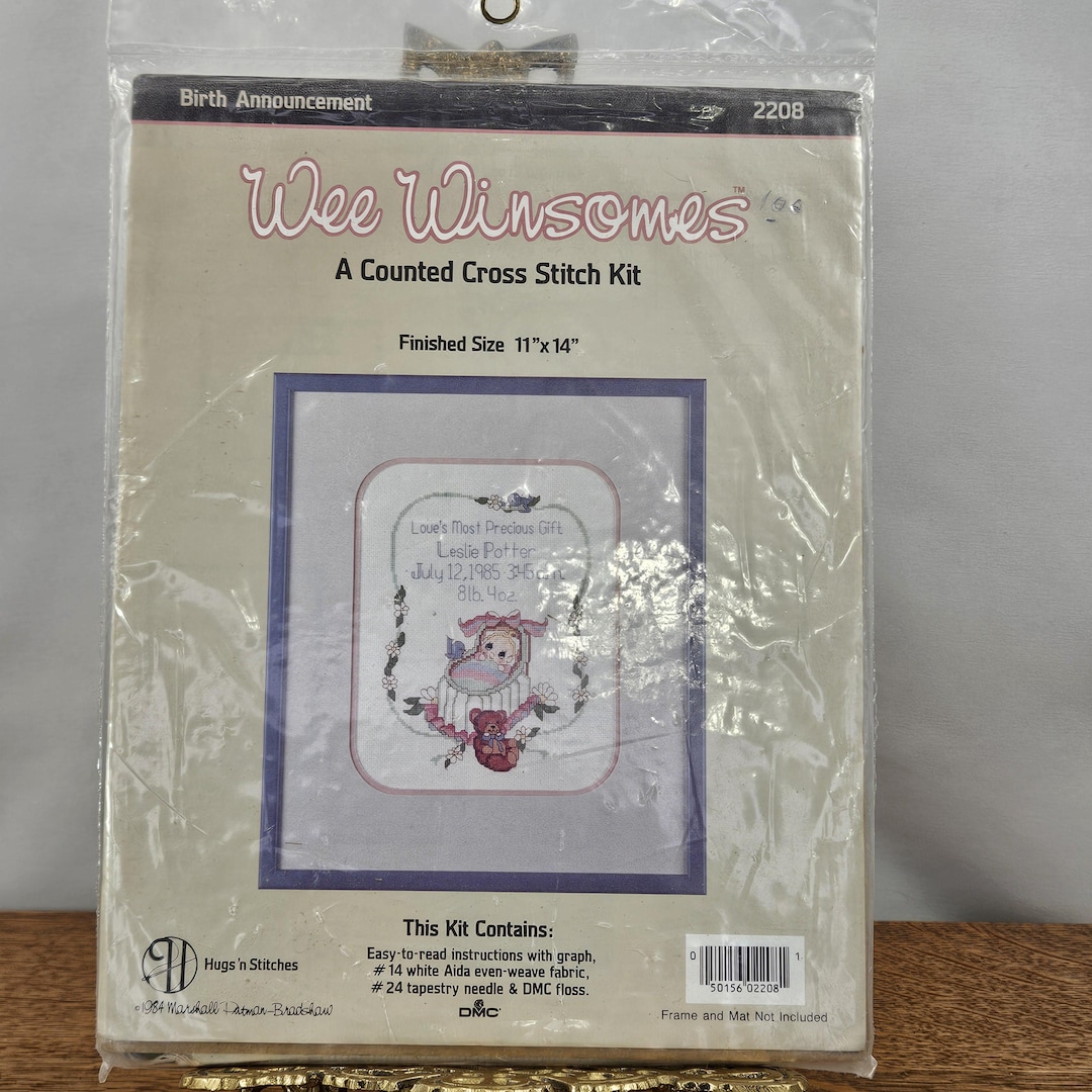 Vintage Birth Announcement Cross Stitch Kit: Wee Winsomes Baby Girl ...