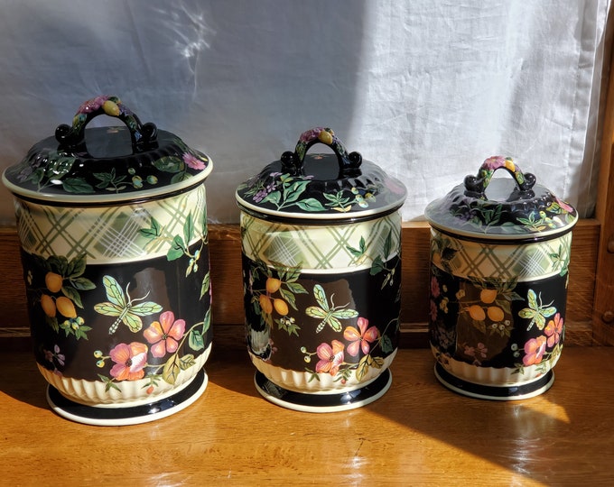 Vintage Tracy Porter Jardiniere Collection Hand Painted Canister Set, 3 ...