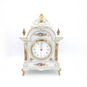 Vintage German Porcelain Mantel Clock . Lidner . Hand Painted Porcelain ...