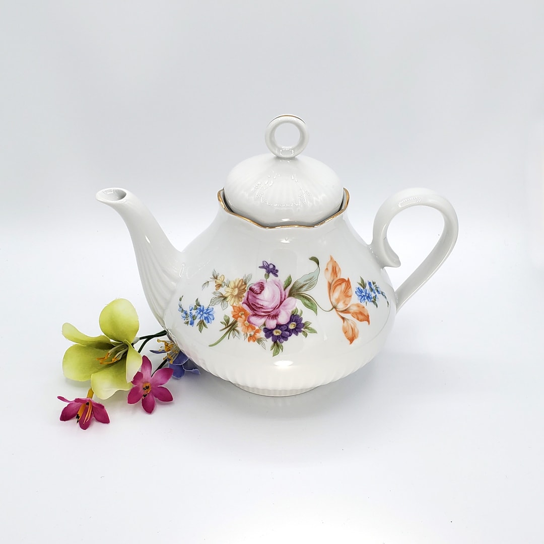 Vintage East German Floral Porcelain Ceramic Teapot & Lid, Graf Von ...