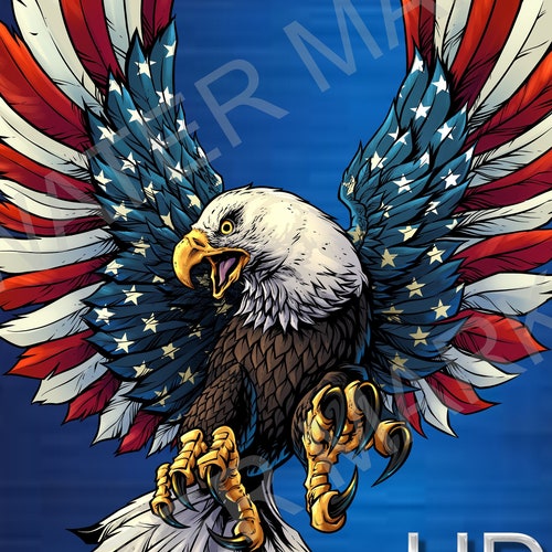 American Eagle American Flag Decal - Etsy