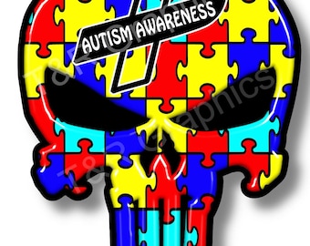 Autism Awareness Skull - Etsy