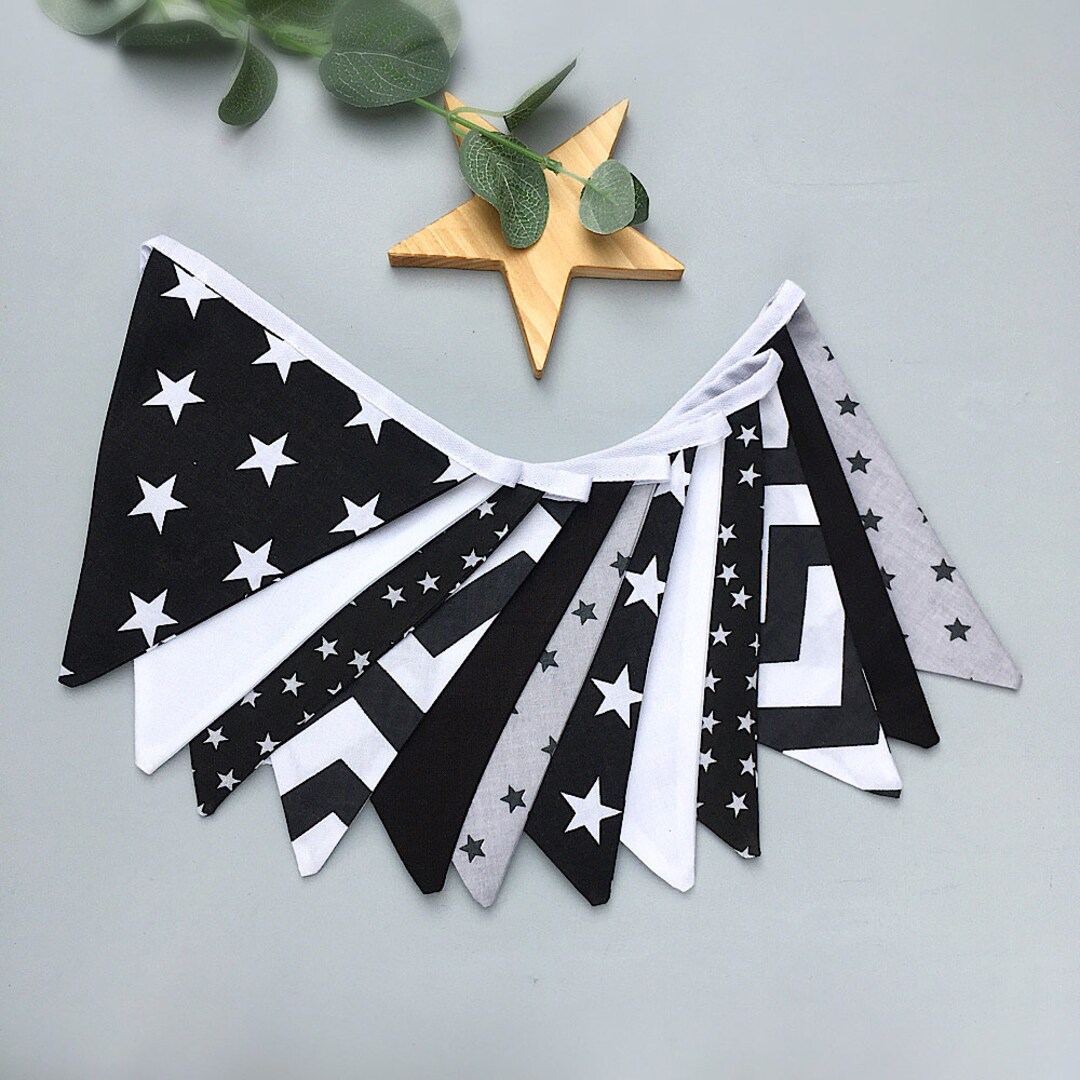 Black & White Bunting, Monochrome Nursery Bunting - Etsy UK