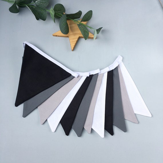 Black Grey & White Bunting Monochrome Bunting Nursery Decor - Etsy UK