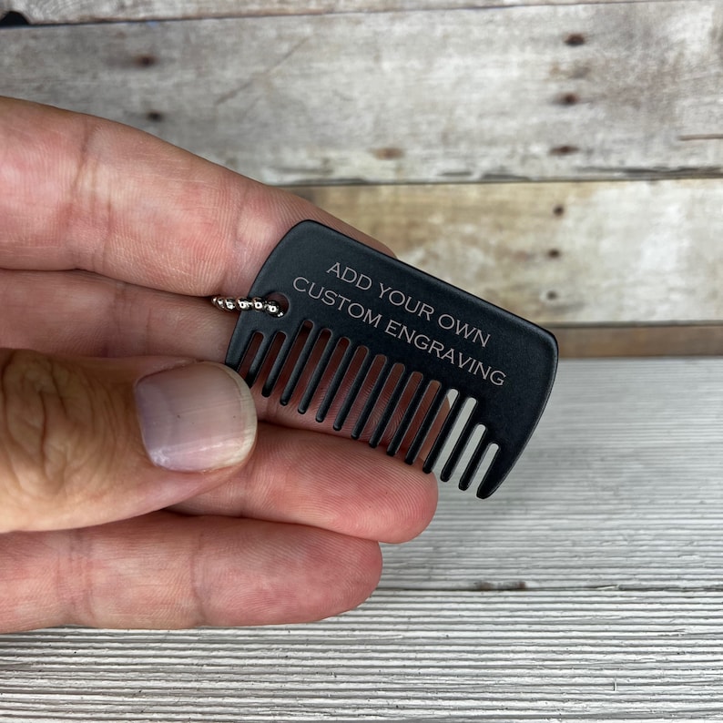 Custom Engraved Stainless Micro Beard Comb by Heircomb - Etsy