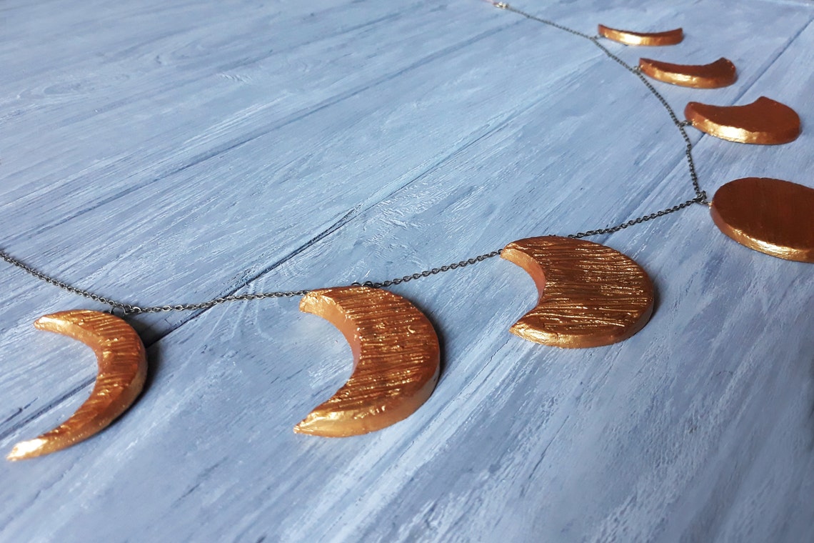 Gold Moon Garland Moon Phases Wall Hanging Moon Phases of the - Etsy Norway