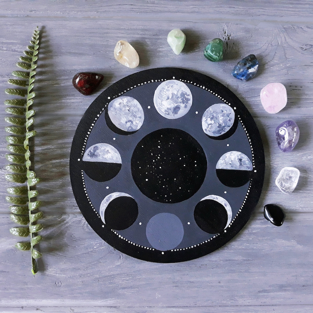 Moon Phases Crystal Grid Wiccan Altar Kit Chakra Stone Set Pagan Altar ...