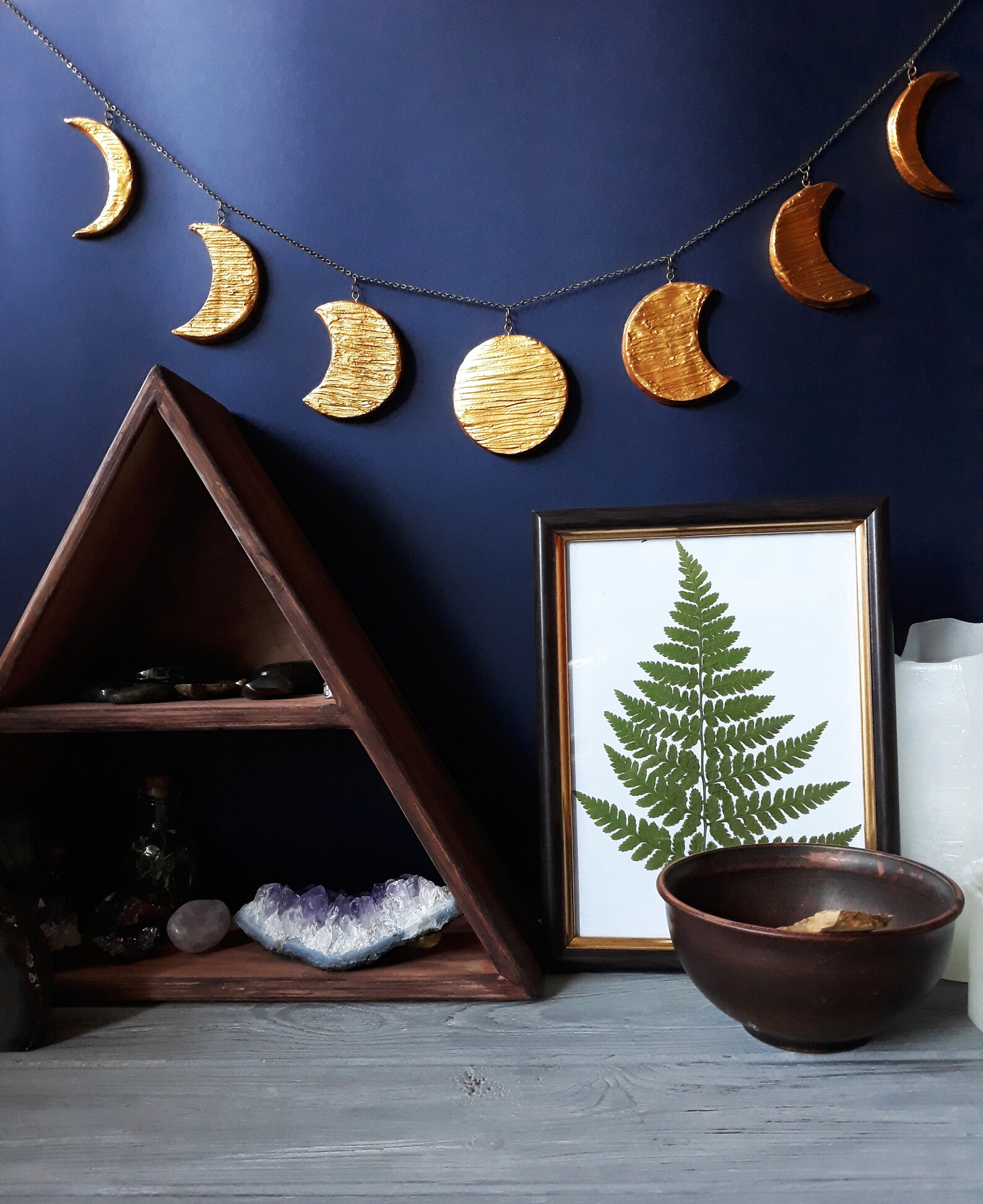 Gold Moon Garland Moon Phases Wall Hanging Moon Phases of the - Etsy Norway