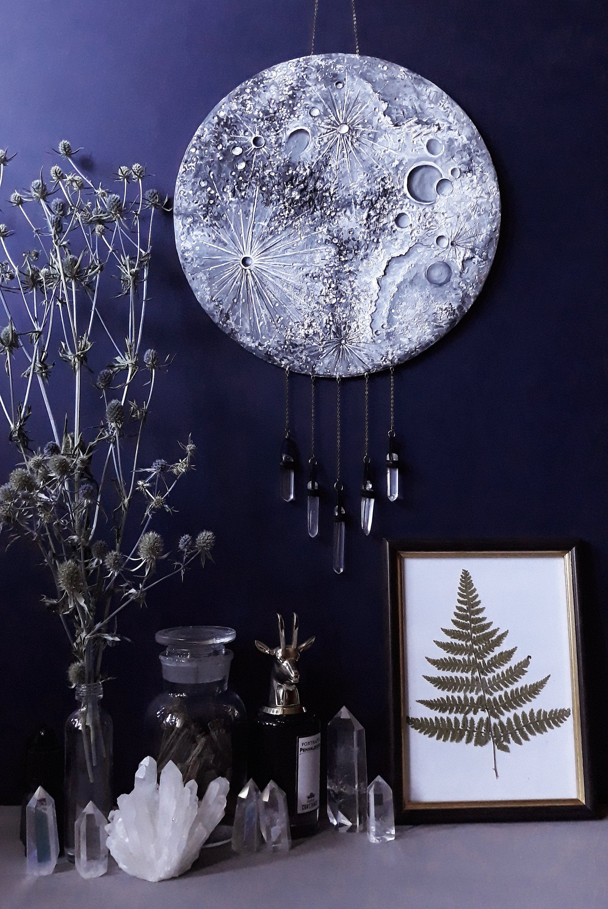 Large Full Moon Decor Crystal Wall Hanging Moon Goddess - Etsy
