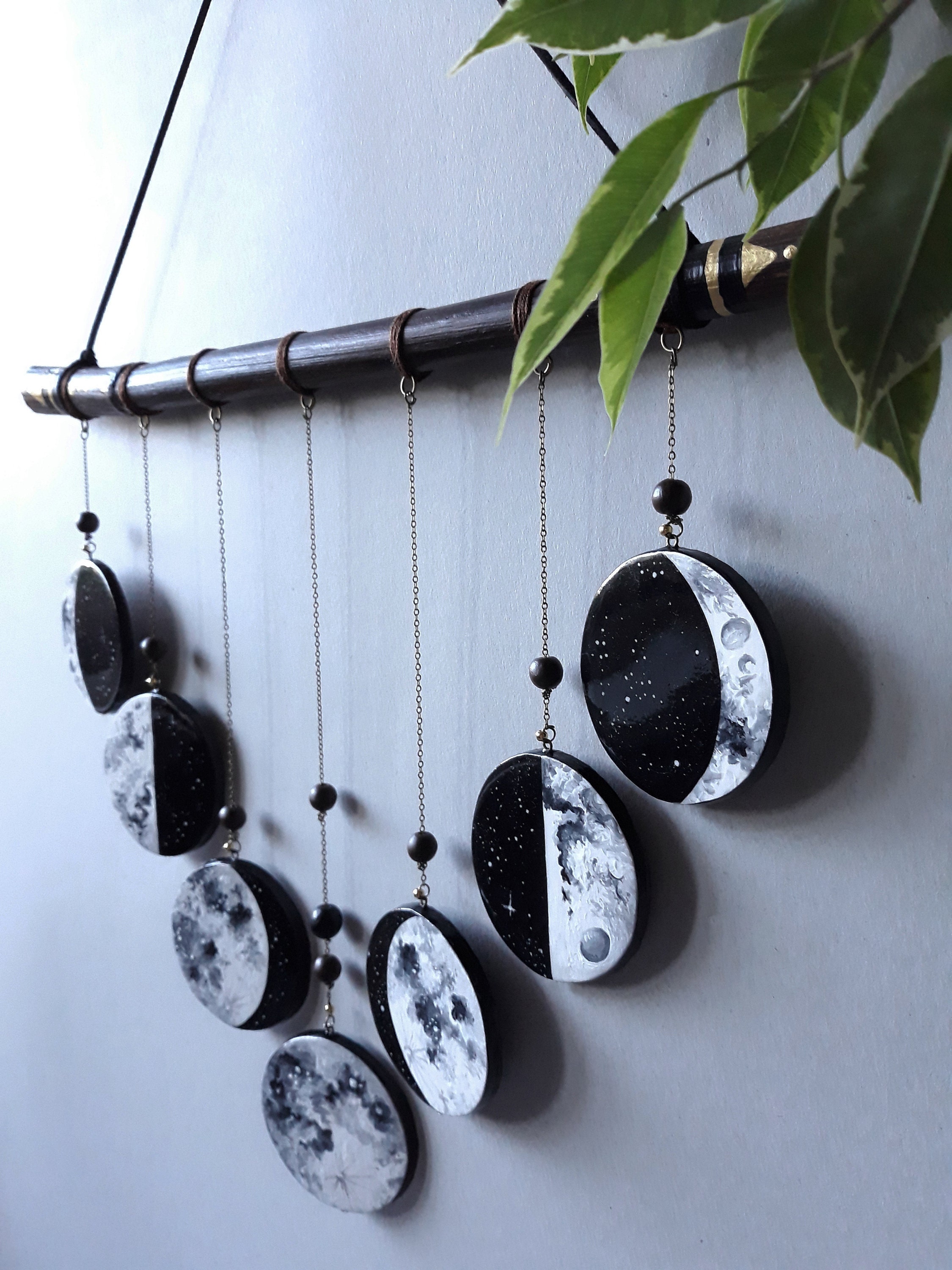 Phases of the Moon Moon Wall Hanging Decor Black and | Etsy