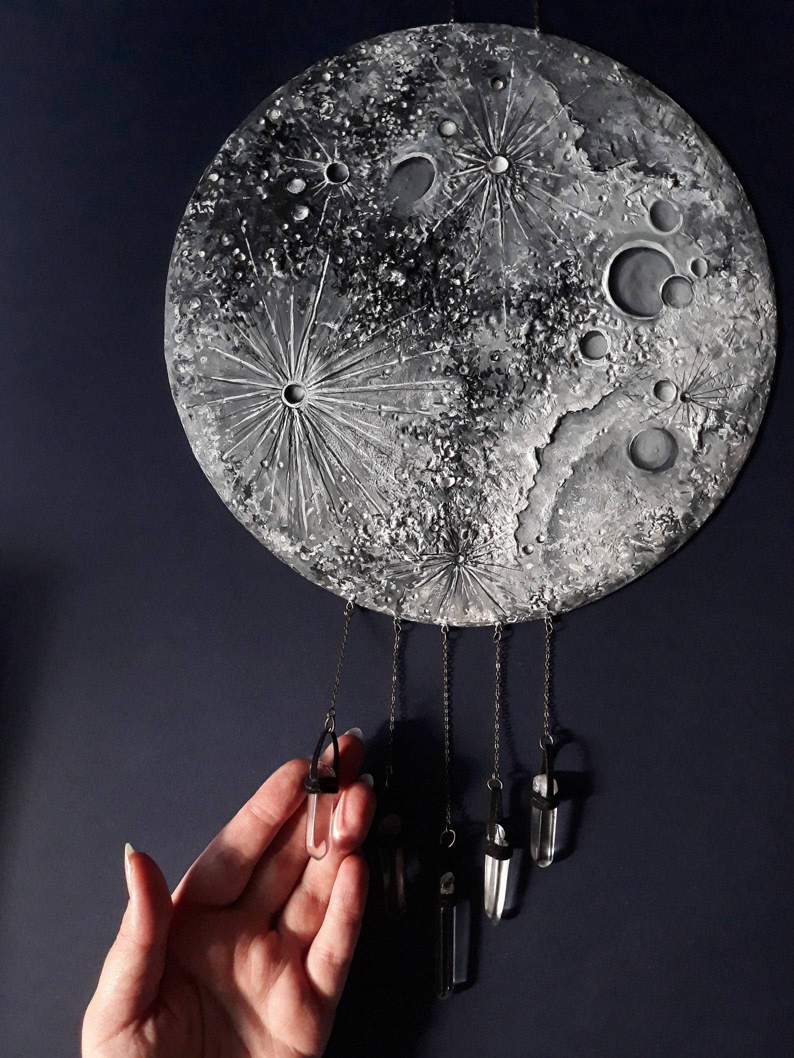 Large Full Moon Decor Crystal Wall Hanging Moon Goddess - Etsy