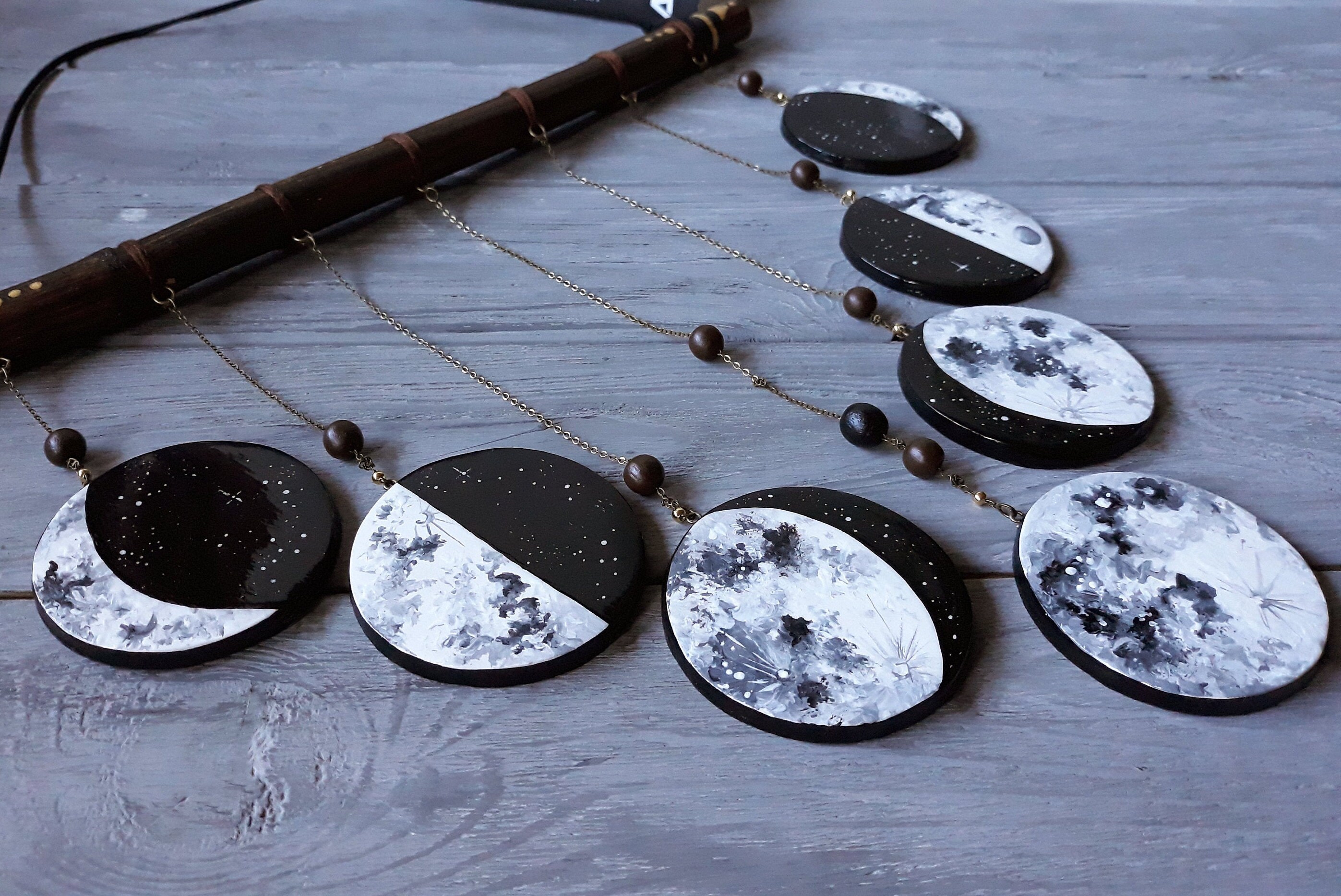Phases of the Moon Moon Wall Hanging Decor Black and - Etsy