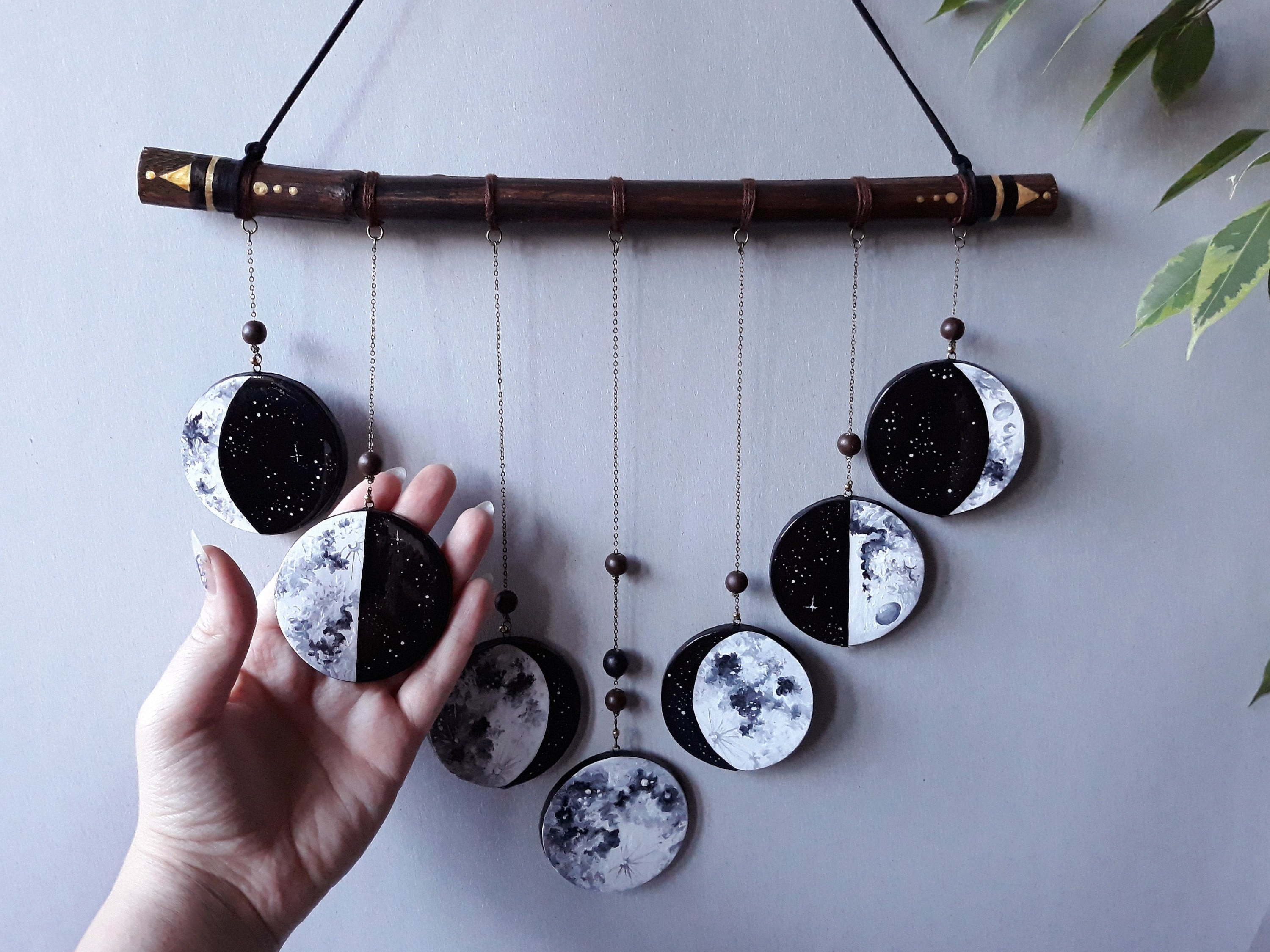 Phases of the Moon Moon Wall Hanging Decor Black and - Etsy