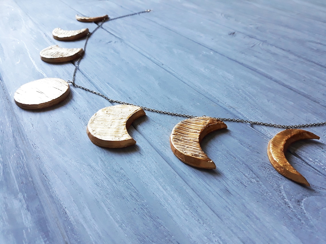 Gold Moon Garland Moon Phases Wall Hanging Moon Phases of the - Etsy Norway
