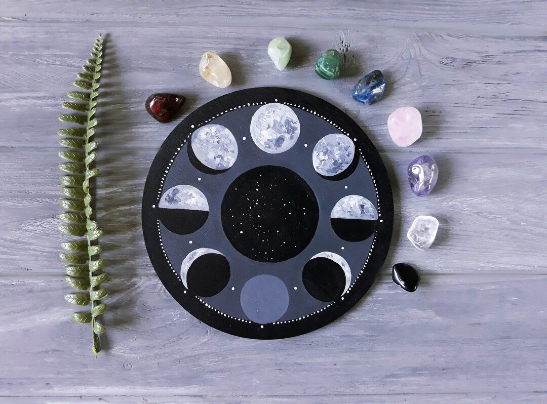 Moon Phases Crystal Grid Wiccan Altar Kit Chakra Stone Set - Etsy
