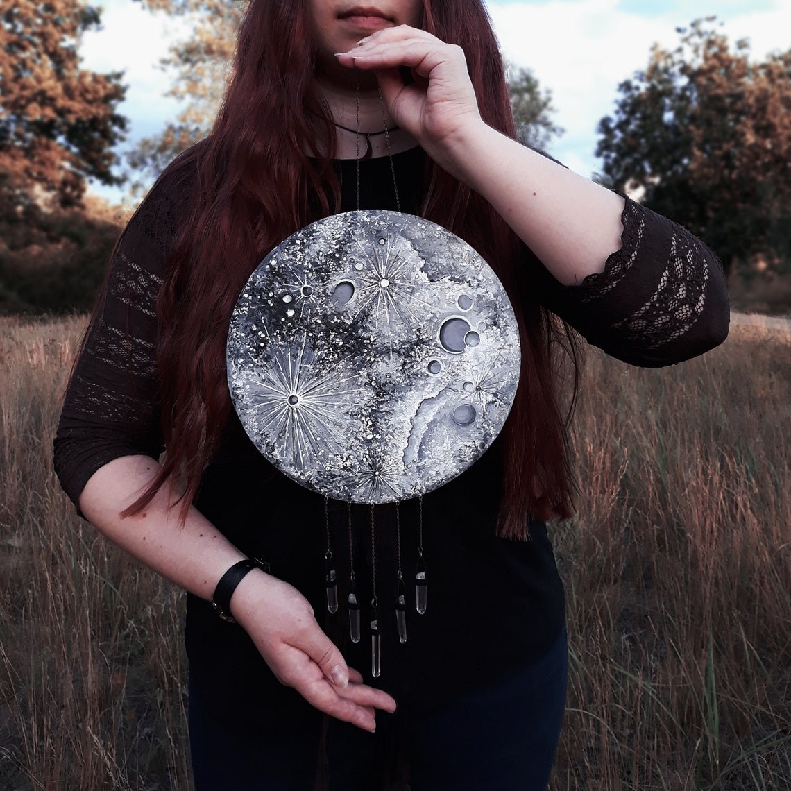 Large Full Moon Decor Crystal Wall Hanging Moon Goddess - Etsy