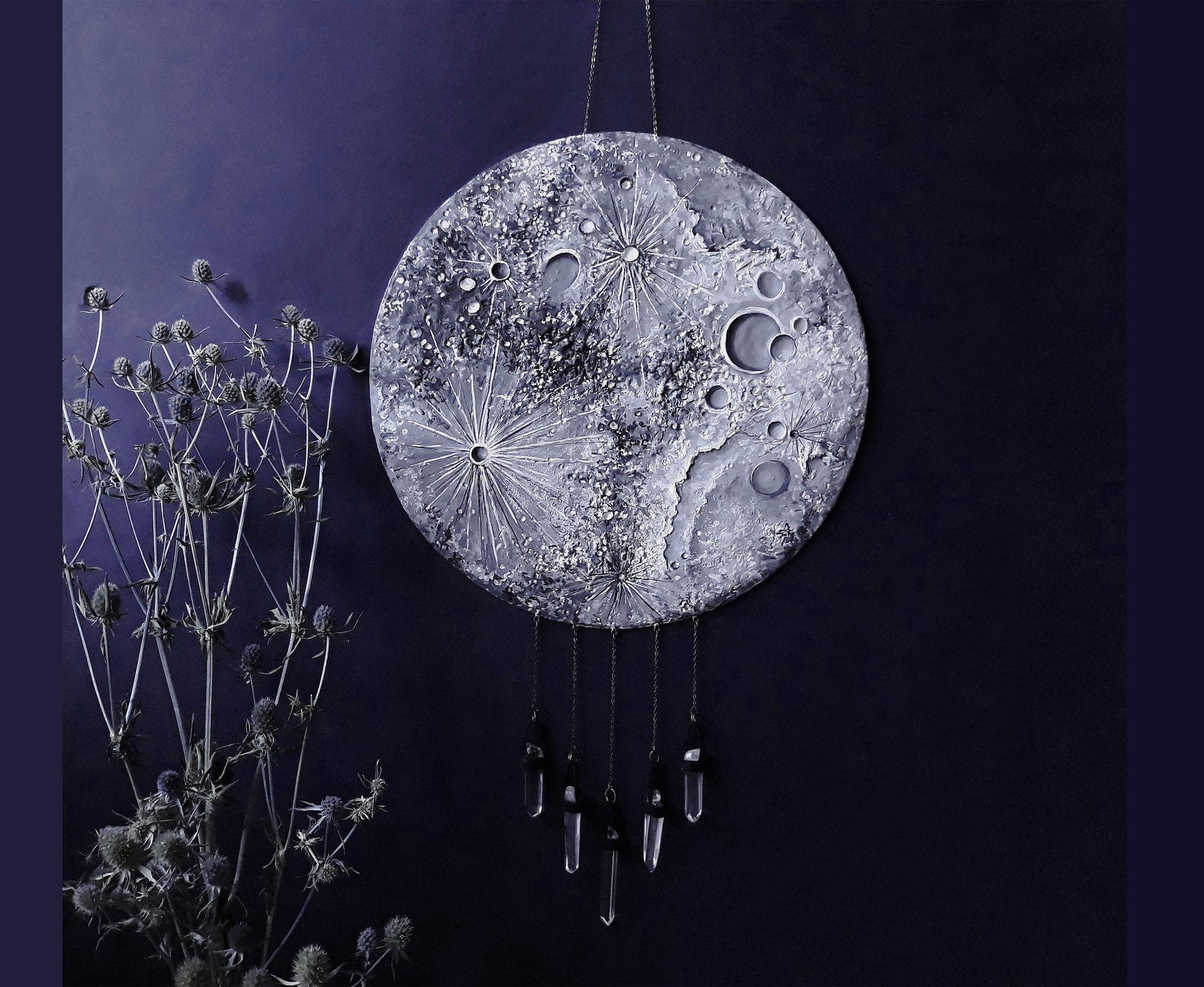 Large Full Moon Decor Crystal Wall Hanging Moon Goddess - Etsy