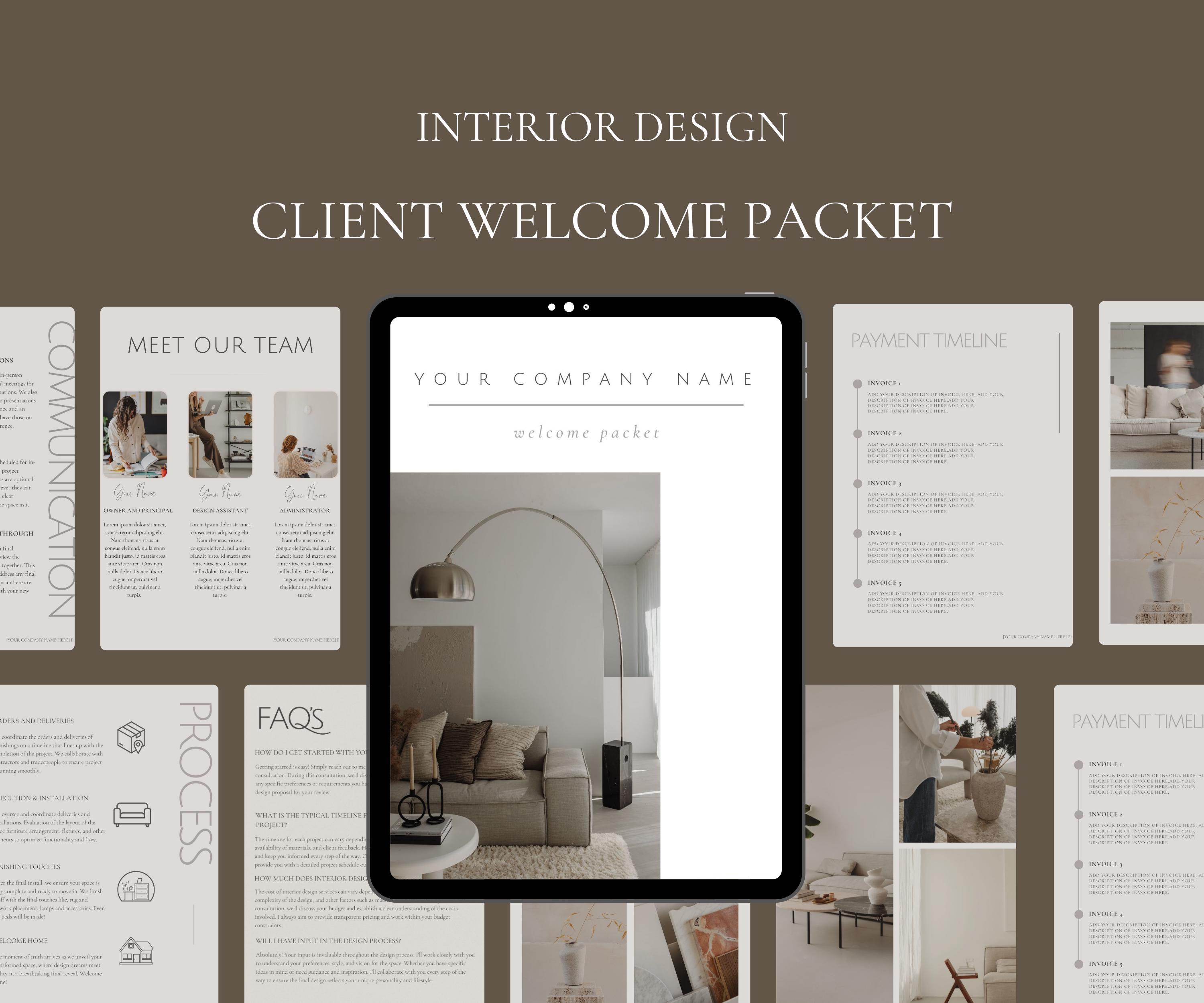 Interior Design Client Welcome Packet Template | Client Onboarding - Etsy