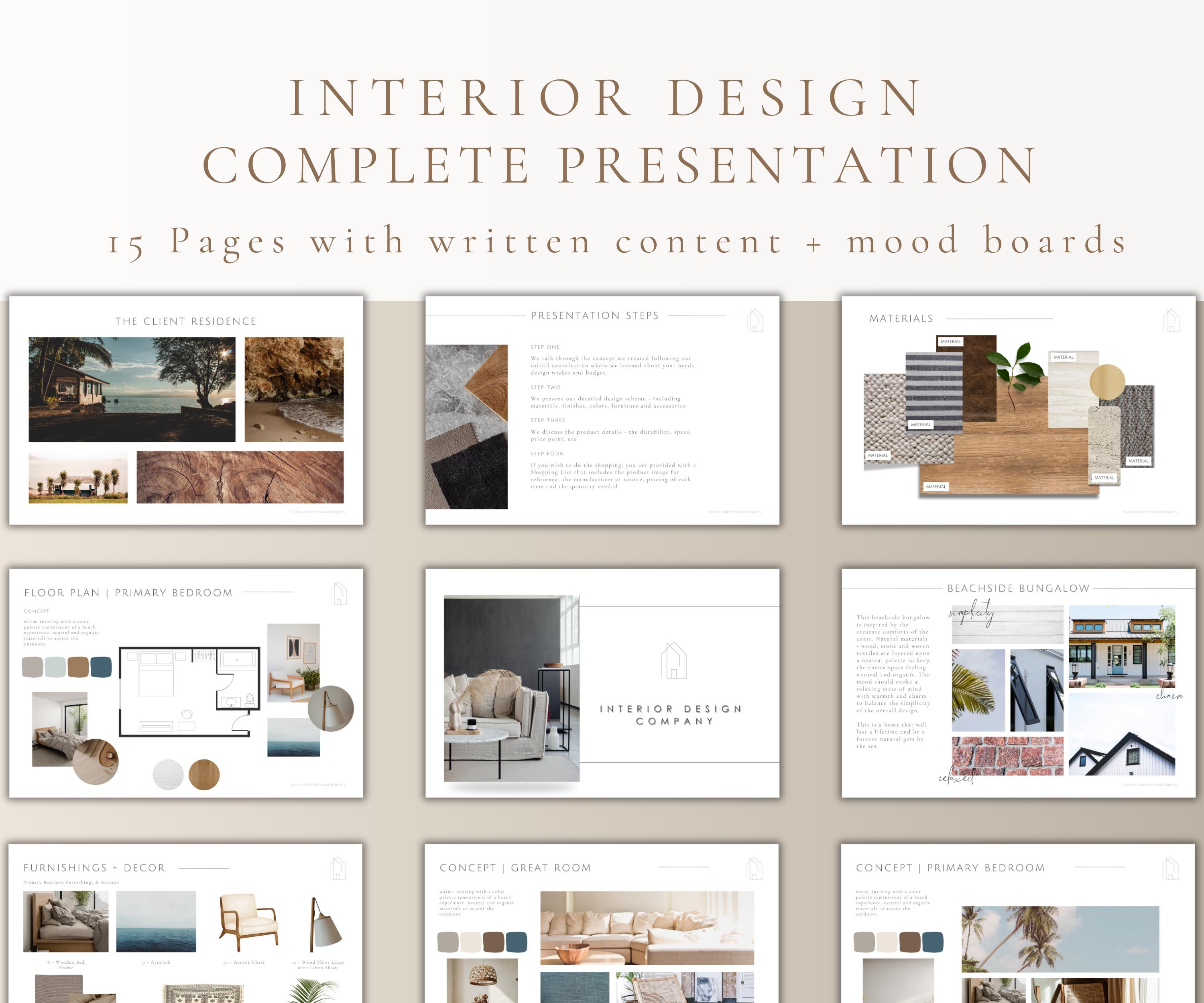 Interior Design Presentation Template + FREE MOOD BOARDS - Etsy