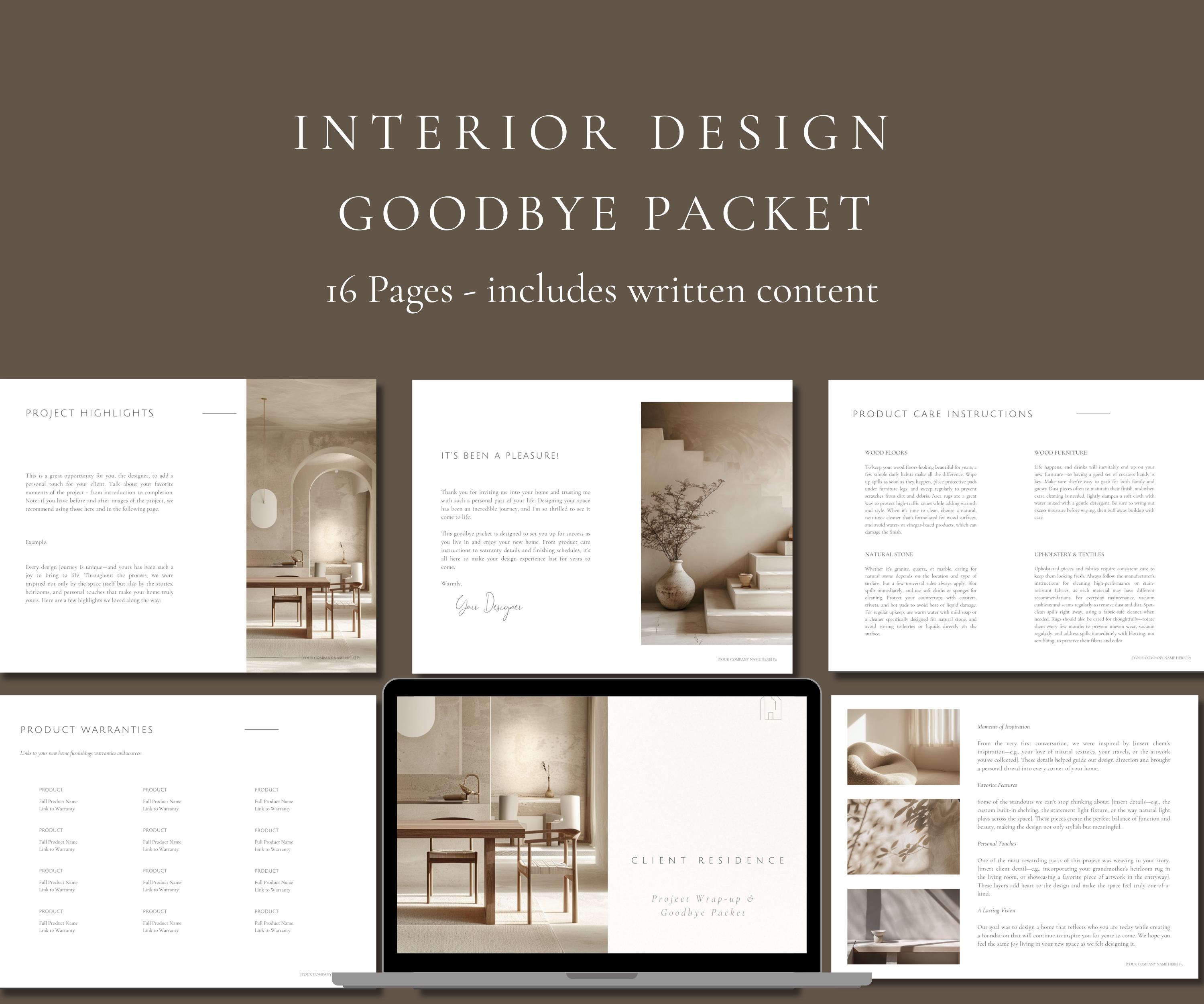 Interior Design Client Goodbye Packet Template | Client Offboarding - Etsy
