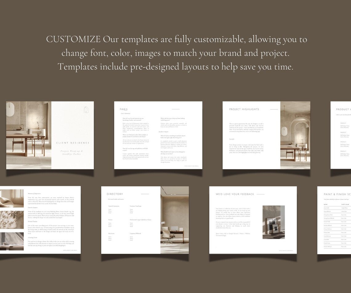 Interior Designer Client Handover Packet | Project Wrap up Template - Etsy