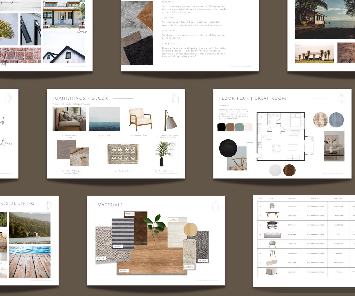 Interior Design Presentation Template and 15 Mood Boards - Digital ...