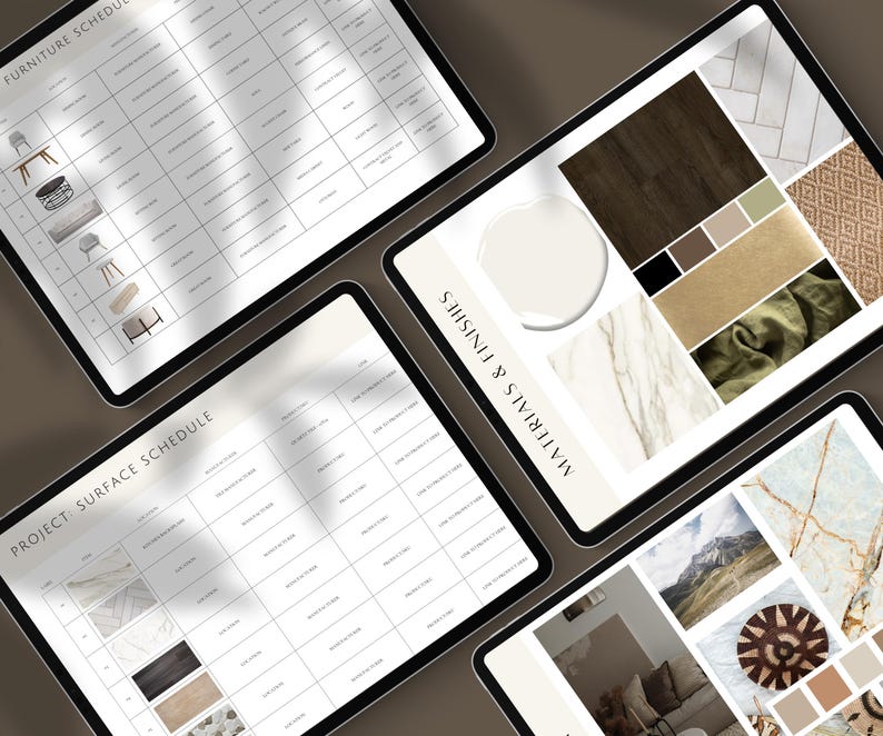Interior Design FF&E Schedule Templates | Concept and Finish Schedules ...