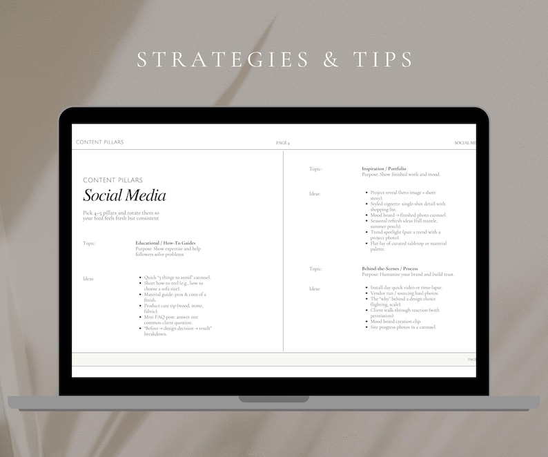 Social Media Content Calendar Template for Canva & Excel - Interior ...